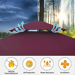 Outdoor Grill Gazebo BBQ Canopy for Outdoor Barbeque Shelter Girll Canopy Grill Gazebo Hardtop (L96 x W60 x H101 Inch) Red