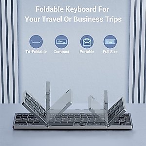 Foldable Keyboard and Mouse for Laptop, Travel Bluetooth Folding Keyboard Mouse with Portable Case, Rechargeable Keyboard for Business, 2.4G Wireless & Bluetooth, for iPad Tablets Laptop iOS Android