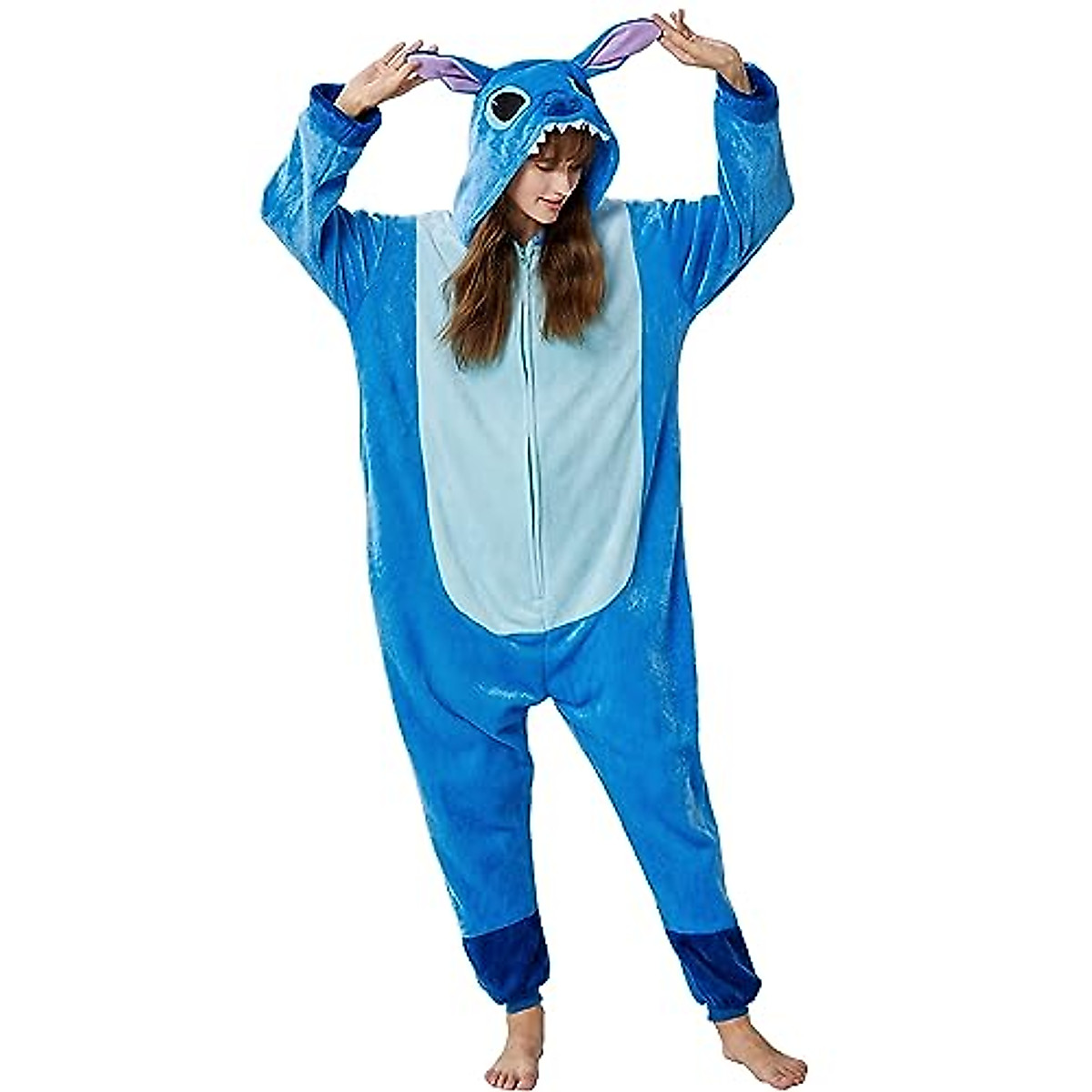 QSTYLE Adult Animal Onesie Halloween Costume,One Piece Cosplay Suit for Women and Men