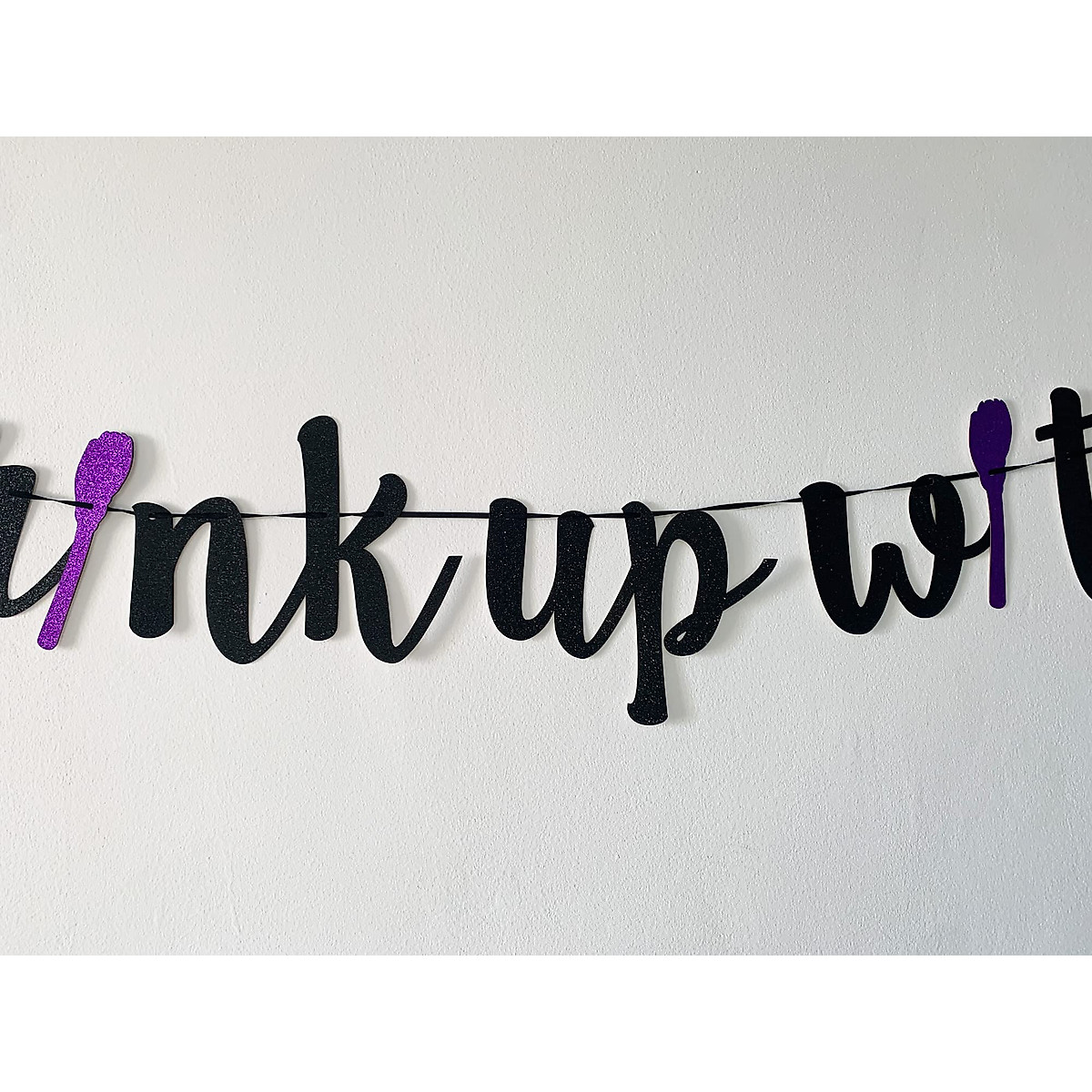 MAGQOO Drink Up Witches Banner Black Glittery Witches Mystery Party Decorations Bar Halloween Banner Decorations