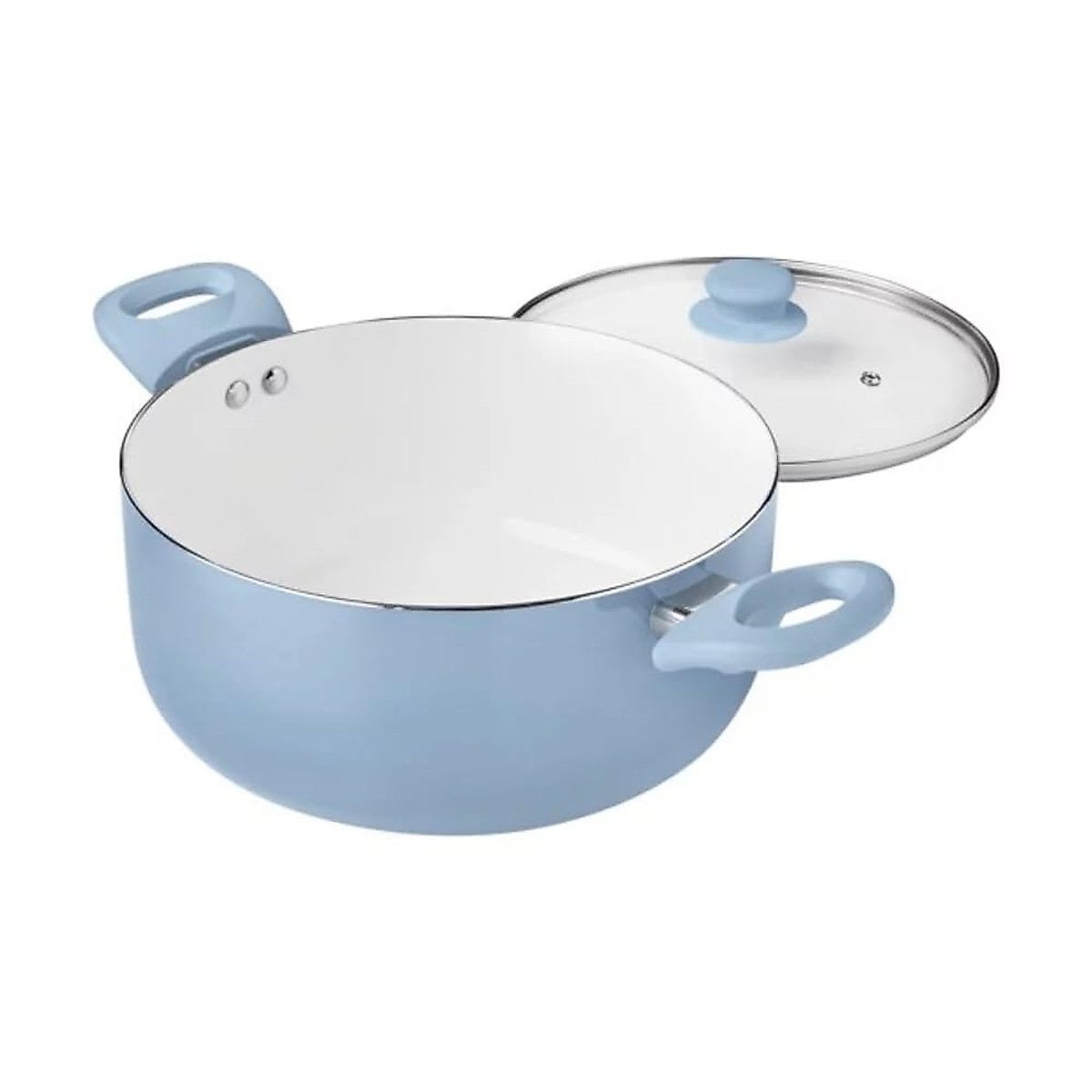 12pc Ceramic Cookware Set, Cookware Pots and Pans Set, PFAS-Free, Dishwasher Safe, Blue Linen
