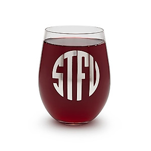 BigMouth WTF & STFU Monogram Wine Glasses