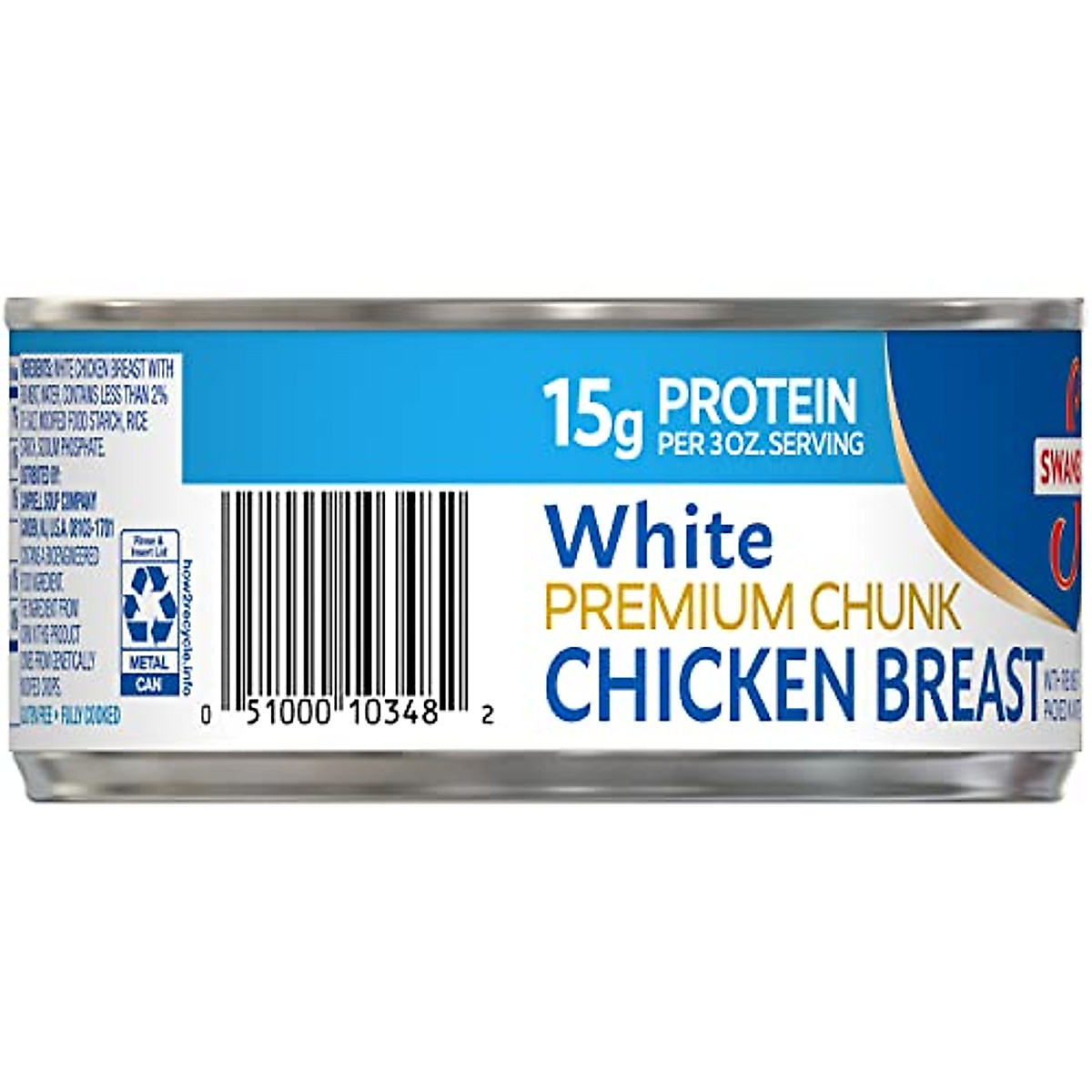 Swanson White Premium Chunk Chicken Breast with Rib Meat Packed in Water, 9.75 oz. (Pack of 12)