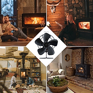 CHANGE MOORE Wood Stove Fan 60° Oscillating Large Size, 5 Blades Heat Powered Stove Fan, Silent Eco Stove Top Fans, Non Electric Fireplace Fan for Gas, Pellet, Wood Burning Stove