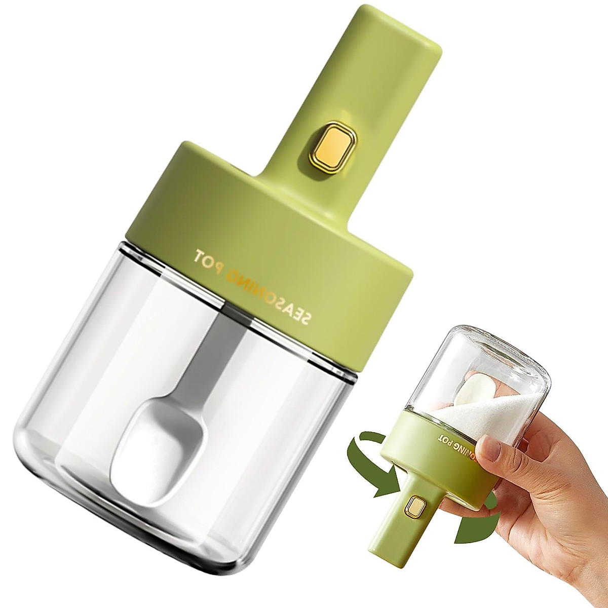 Glass Spice Jars | Airtight Seasoning Containers Equipped with Retractable Spoon & Lid | Ultimate Kitchen Essential for Sugar, Salt, & Condiments | Convenient Storage Solution