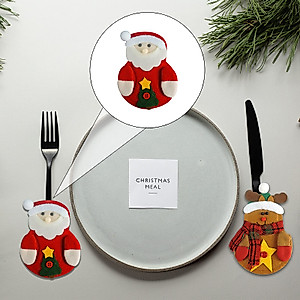 Andiker 8 Pcs Christmas Silverware Holder, Snowman and Elk Tableware Holder Cutlery Bag Pouch, Cute Fork Knife Spoon Covers for Holiday Party Table Decorations