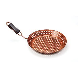 Outset QN77 Grill Skillet with Removable Soft-Grip Handle, Copper Non-Stick