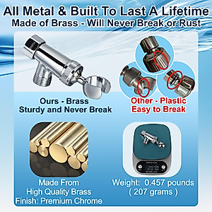 Shower Head Handheld with All Metal Showerhead Holder,High Pressure Built-in Power Wash Hand Held Showerhead with Extra Long Hose 6 ft. 10 Spray Mode Handheld Shower Head Premium Chrome 2.5 GPM