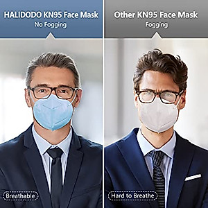 HALIDODO Individually Wrapped, 60 Packs KN95 Face Mask, 5-Ply Breathable Comfortable Safety Mask with Over 95% Filtering(Black)