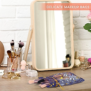 MIMIND 200 Pieces Organza Gift Bags Moon Stars Drawstring Bags Party Favor Jewelry Makeup Bags Candy Chocolate Bags for Wedding, Birthday Party Supplies (3.5 x 4.7 Inches, Navy)