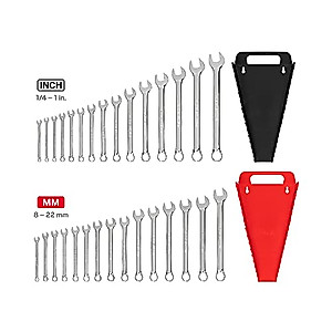 TEKTON Combination Wrench Set, 30-Piece (1/4-1 in., 8-22 mm) - Holder | 90191