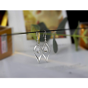 Clearance Swarovski Crystal Twist Leaf Style Fashion 925 Sterling Silver Dangle Earrings for Women in Gold-Plated