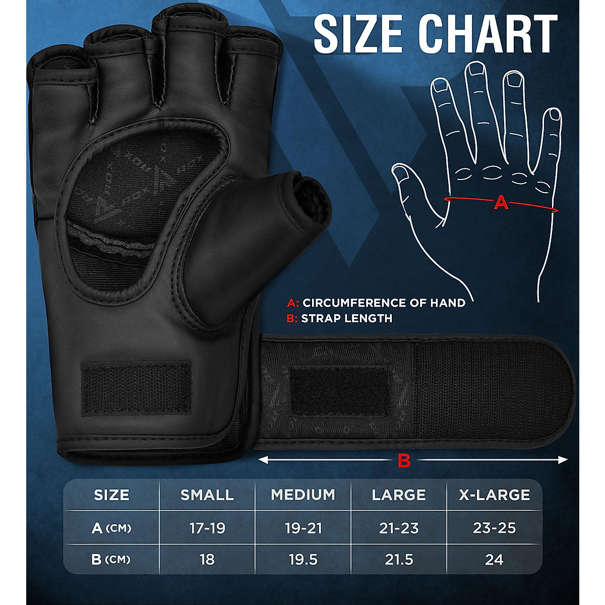 RDX MMA Gloves Grappling Sparring, Maya Hide Leather, Boxing Gloves Men Women Muay Thai Martial Arts Training, Half Finger Adjustable Mitts Wrist Support kickboxing Cage Fighting Punching Bag Workout