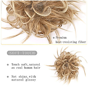 HMD Tousled Updo Messy Bun Hair Piece Hair Extension Ponytail With Elastic Rubber Band Updo Extensions Hairpiece Synthetic Hair Extensions Scrunchies Ponytail Hairpieces for Women