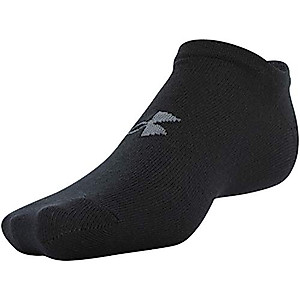 Under Armour Adult Essential Lite No Show Socks, 6-Pairs , Black , Medium
