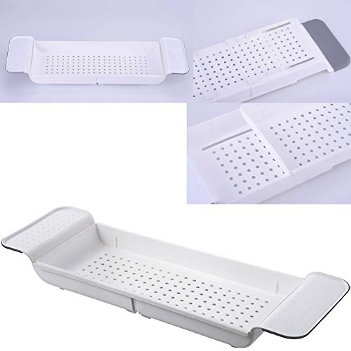 BESPORTBLE Expandable Bath Shelf Non Slip Grip Bath Tubs Shelf Adjustable Plastic Bathtub Caddy Bathtub Tray Over The Clawfoot Tub Rack for for Kitchen Bathroom Toilet White