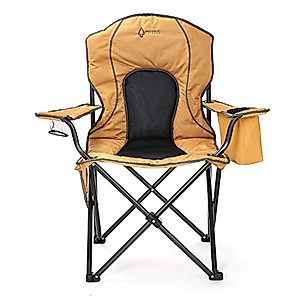 ARROWHEAD OUTDOOR Portable Folding Camping Quad Chair w/ 4-Can Cooler, Cup-Holder, Heavy-Duty Carrying Bag, Padded Armrests, Supports up to 330lbs