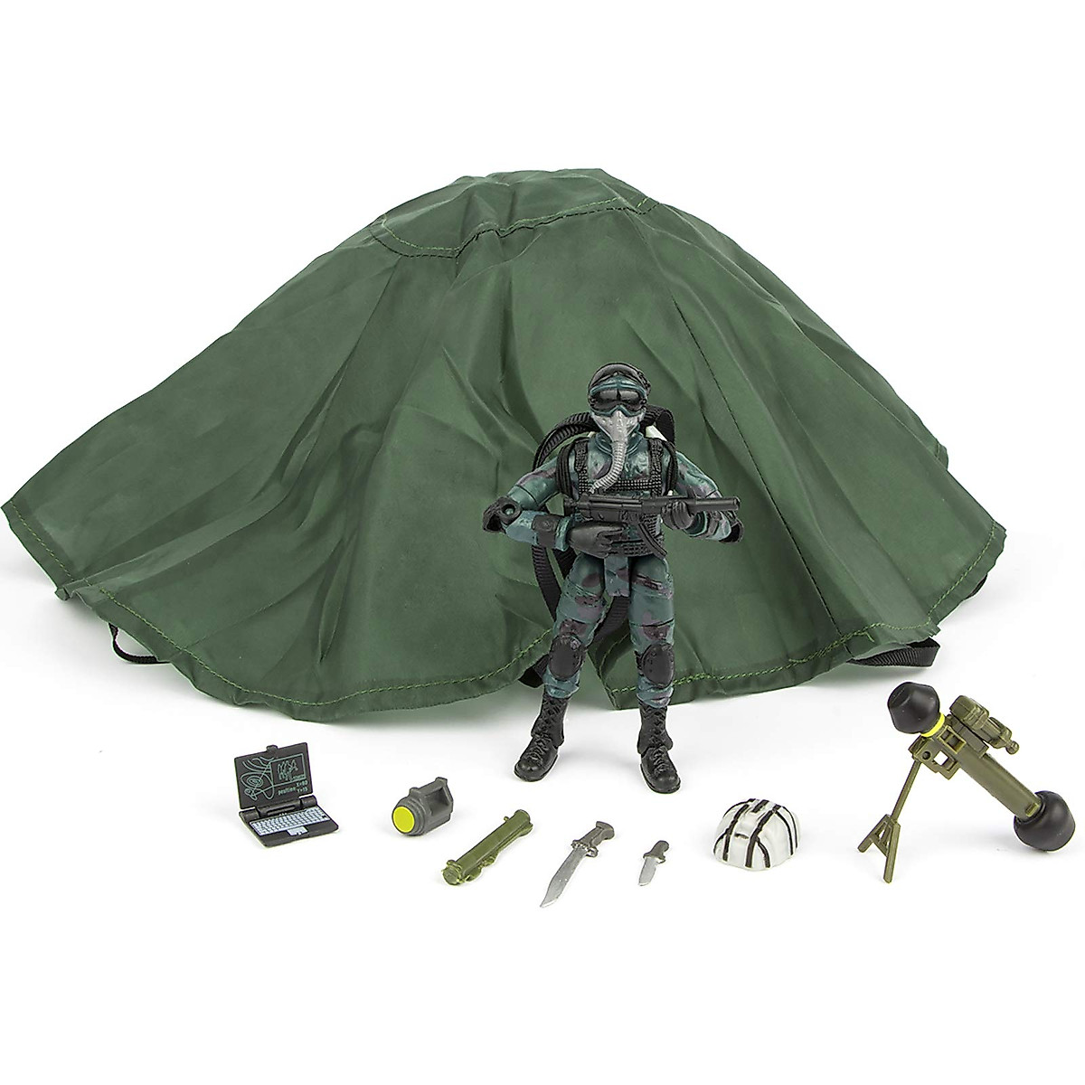 Click N' Play Military Toys Airborne Trooper 10 Piece Play w/Accessories Military Action Figures Toy Set with Soldier Men &Military Accessories, Army Men Toys for Boys Ages 3 Military