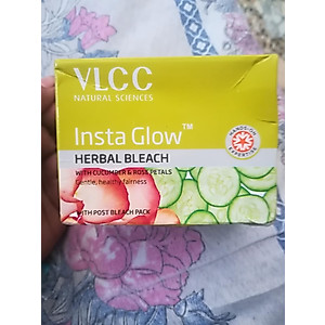 Vlcc Insta Glow Herbal Bleach With Cucumber & Rose Petal For Fairness 54 gm