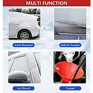 Milukon Magical Car Ice Scraper, 4 Packs Ice Scrapers for Car Windshield Round Cone Ice Scrapers 2 in 1 Multifunctional Snow Brush Magical Ice Scrapers with Funnel Car Snow Removal Shovel Tool