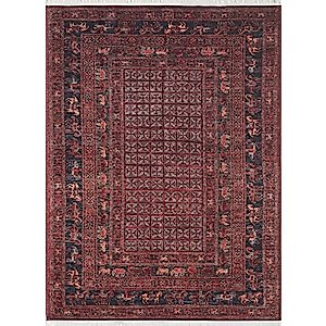Kilimiz Rugs Washable Rug Premium, Area, Vintage - Traditional, No Feathers, Carpet for Entrance Living, Living Room, Bedroom, Dining, Office, Kitchen - RED-RED 7'10"x11'1"