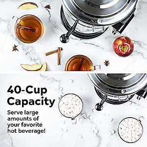 HomeCraft 40 Cup Coffee Urn and Hot Beverage Dispenser with Quick-View Brewing and Dripless Faucet, Stainless Steel