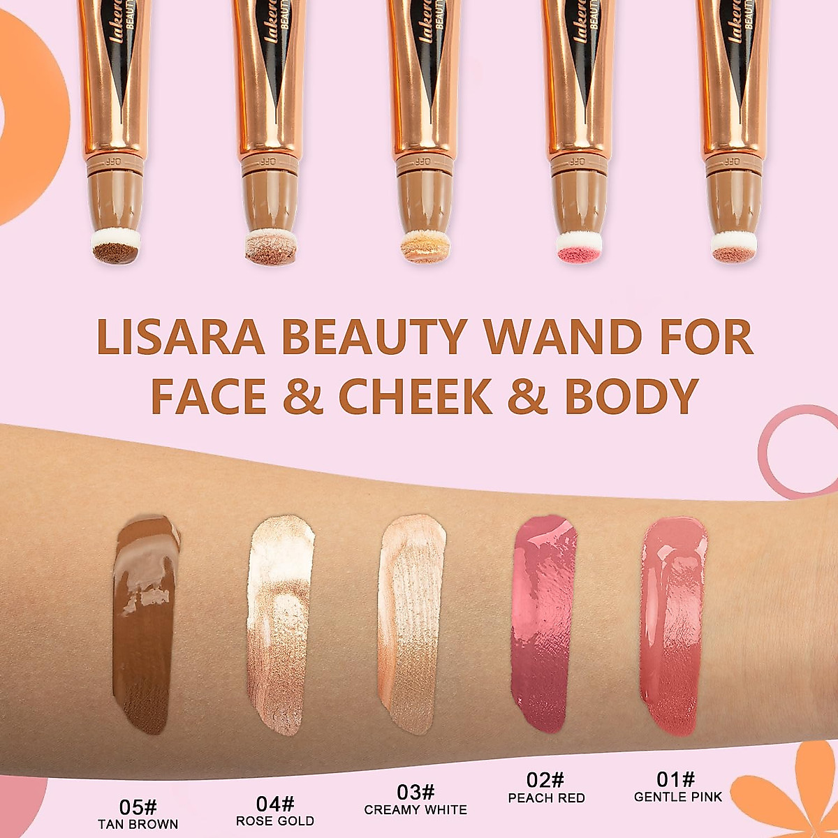 Lisara Contour Beauty Wand, Liquid Contour Stick Liquid Face Concealer Contouring with Cushion Applicator, Bronzer Stick Natural Matte Finish, Lightweight & Super Silky Cream Contour Stick(#05)