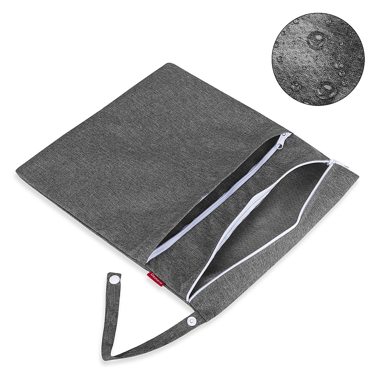 Damero 3Pcs Wet Dry Bags for Baby Cloth Diaper, Washable Diaper Wet Bag with Handle for Pumping Parts, Travel, Swimsuits, Gray