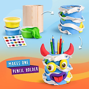 Drama Planet Arts and Crafts Kit for Kids, Make Your Own Pencil Holder with Air Dry Clay, Modeling Clay for Kids, Gift for Boys and Girls Ages 6 7 8 9 10 Years Old and Up