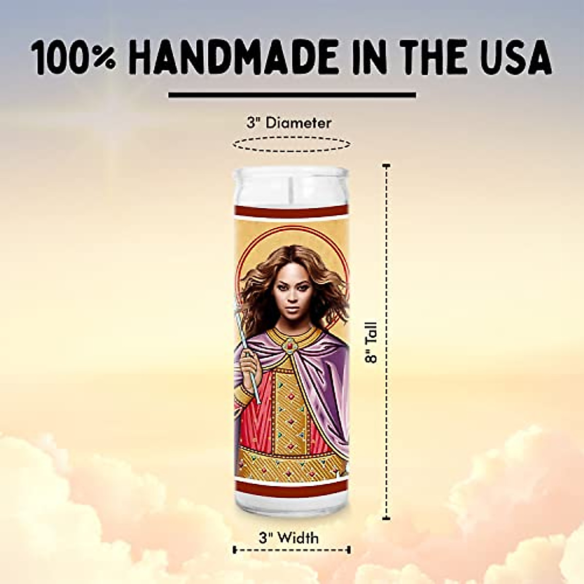 Celebrity Prayer Candle - Funny Saint Candle - 8 inch Glass Prayer Votive - 100% Handmade in USA - Novelty Celebrity Gift