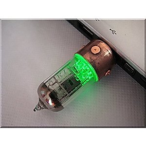 Handmade 32GB USB 3.1 Green Pentode Radio Tube USB Flash Drive with Stand. Steampunk/Industrial Style