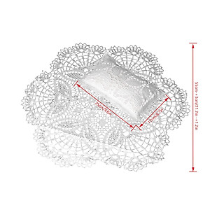 Baby Photography Blanket Pillow Set Newborn Photo Props Set Hollow Lace Round Blanket Pillow(White)