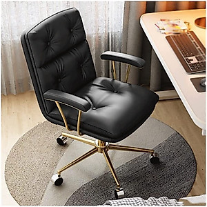 POCHY Family Office Chair Office Chair Height Adjustable Computer Chair Artificial Leather Comfortable and Soft Computer Chair Rotatable Executive Chairs Firm Seat Cushion (Color : Black)