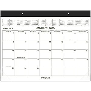 AT-A-GLANCE 2023 RY Two Color Monthly Desk Pad, Large, 21 3/4" x 17"
