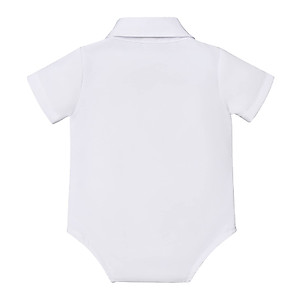 Baptism Christening Outfits for Boys Baby Formal Suit Gentleman Bowtie Romper Vest Shorts Pants White Wedding Tuxedo Outfits 1/2 1st/2nd Birthday Cake Smash Clothes 3PCS Set White 0-6 Months