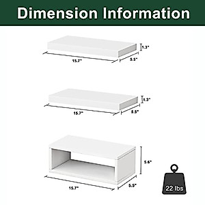TEPLEDGE Floating Shelves Set of 3, Modern Bathroom Shelves Over Toilet with Paper Storage Rack, Wall Mounted Shelves for Kitchen, Bedroom, White