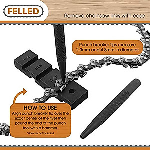 Felled Pocket Chainsaw Chain Breaker Tool Kit - 3Pc Pocket Chain Saw Rivets and Chainsaw Link Removal Tool