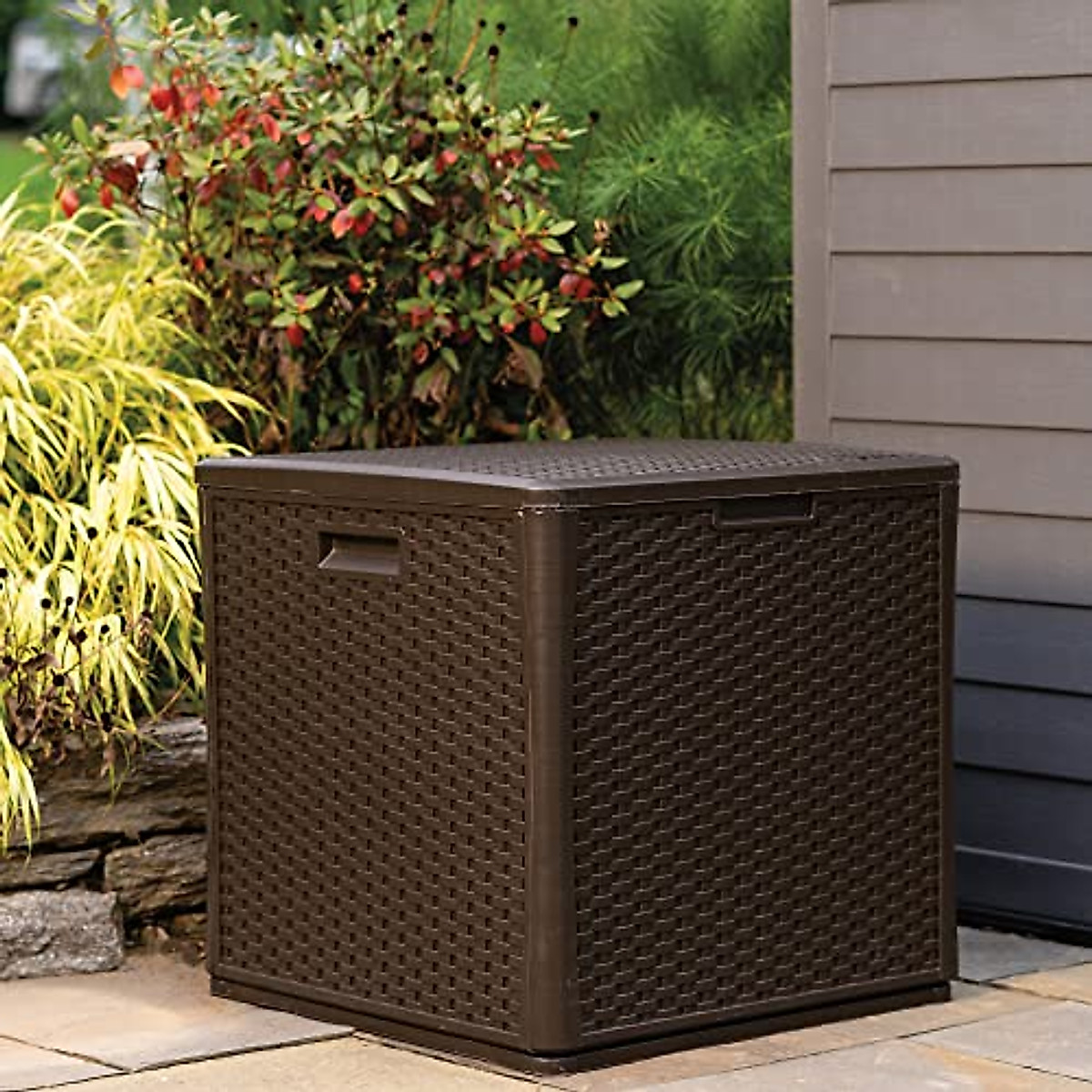 Suncast 60 Gallon Resin Outdoor Patio Storage Box, Java