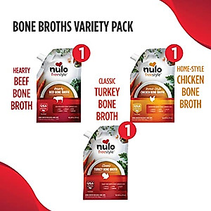 Nulo Freestyle Bone Broth, Premium Food Topper for Cats and Dogs, with Collagen and Chondroitin Sulfate to Help Boost The Quality of Your Pet’s Coat and Skin, 20 Fl Oz (Pack of 3)