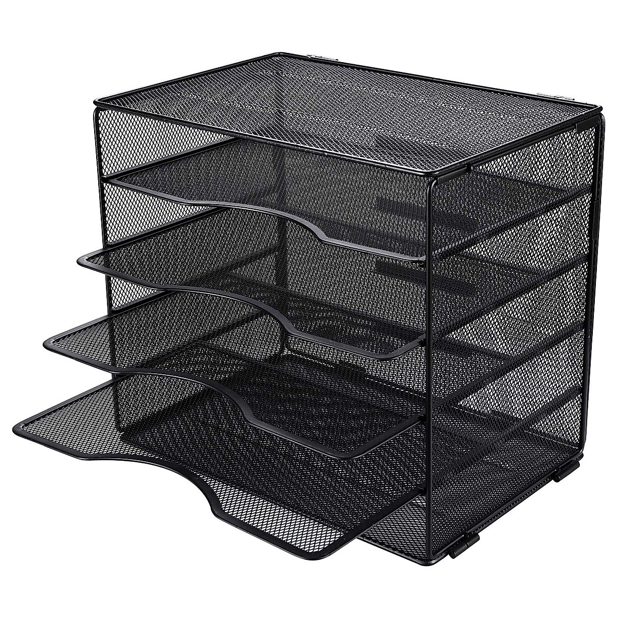 EasyPAG 5 Tier Mesh Desk File Organizer Office File Sorter Desk Trays Classroom Paper Organizer for Letter Legal File Holder Screwless Design,Black