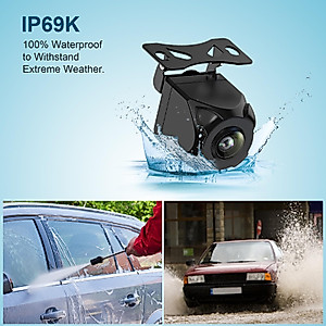 Car Backup Camera, 170 Degree Wide Angle Rear View Camera, HD Night Vision Reverse Camera, IP69K Waterproof License Plate Backup Camera for Vehicle, SUV, RV, Pickup Trucks, Van