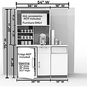 Breaktime Coffee Break Lunch Room Furniture Buffet Model 4252 3 Piece Group Color Espresso - Factory Assembled (NOT RTA) Furniture Items ONLY.