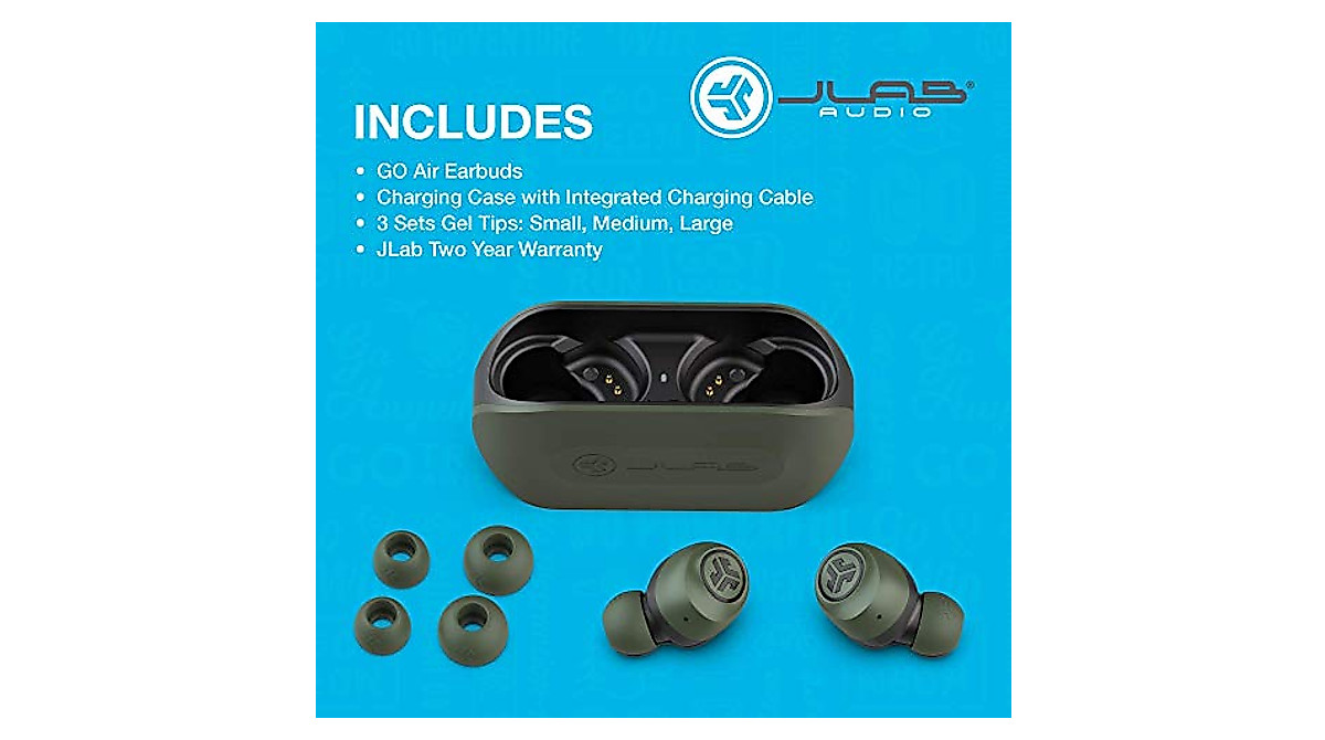 JLab Go Air True Wireless Bluetooth Earbuds + Charging Case - Green ...