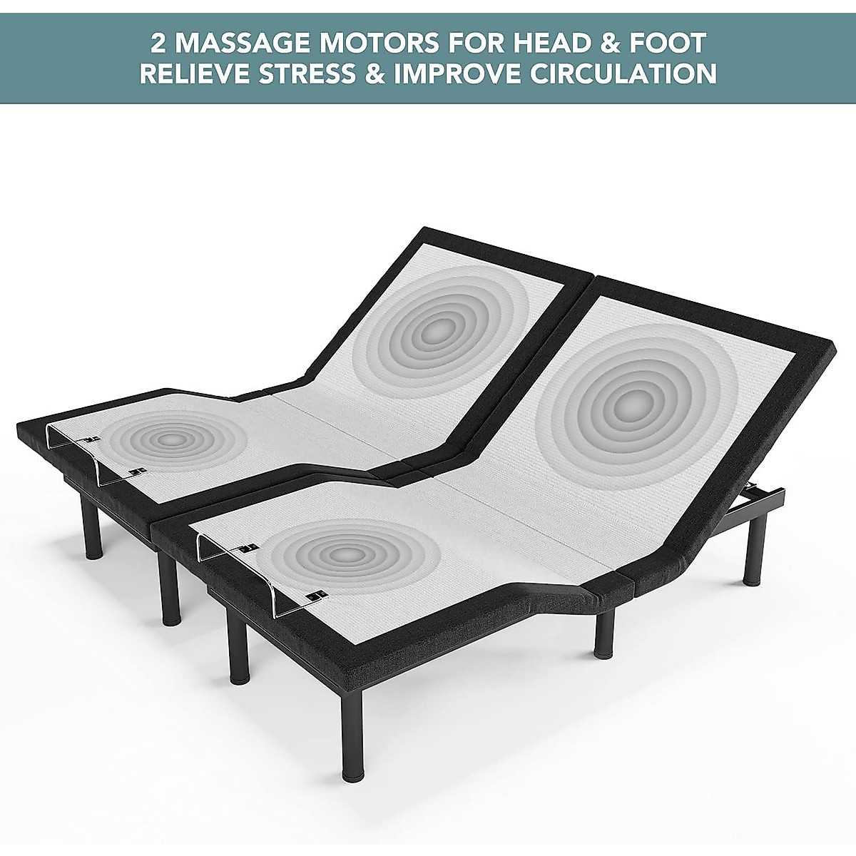 cebihy Adjustable Bed Frame, Adjustable Bed Base Split King for Stress Management, Zero Gravity Base, Head and Foot Incline with 3-Speed Massage, Anti-Snore, and Memory Pre-Sets(2pcs)