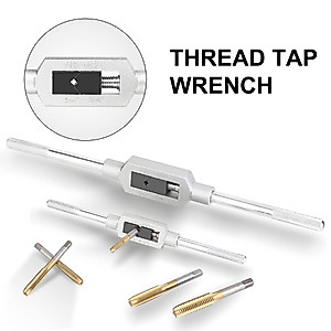 WYNNsky Die and Tap Set in SAE and Metric, Hex Threading Dies for External Threads, Thread Tap for Internal Threads, Thread Wrench, Thread Pitch Gauge, 86 Pieces Gauge Kit for DIY Tapered