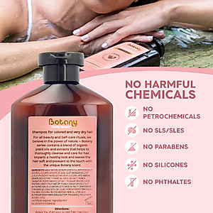 Botany Natural Shampoo for colored and very dry hair with Organic Pomegranate, Grape Seeds, and Chamomile- Vegan Shampoo for Women and Men SLS/SLES, Silicon, Paraben and Cruelty Free,17.6 oz