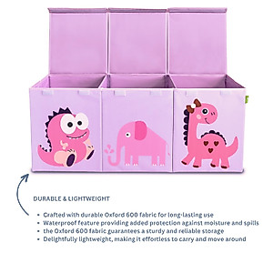 Ethiques Purple (Cute Dinosaur) Collapsible Large toy chest 40X16X14 Inch