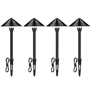 Outdoor Lights Landscape Lights Garden Lights, 12V 3W Low Voltage Patio Lawn Yard Pathway Lights，Aluminum Construction IP65 Waterproof 4000K Natural White (4-Pack)