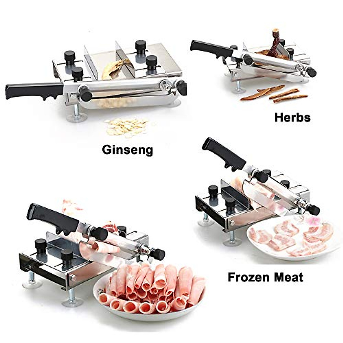BAOSHISHAN Frozen Meat Slicer Manual Meat Slicers Stainless Steel Ginseng Cutter for Home Use Beef Mutton Roll Bacon Cheese Nougat Deli Shabu Shabu Hotpot
