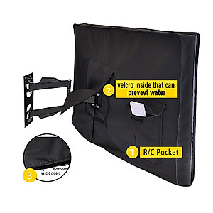BroilPro Accessories Outdoor TV Cover, Waterproof Universal Protector for 40"-43'' LCD, LED, Compatible with Standard Mounts and Stands, Built in Remote Controller Storage Pocket, Black